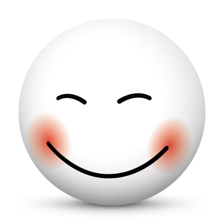 Big Smile With Red Cheeks - 3D-Emoji 3/6 - Black and White Sphere ...